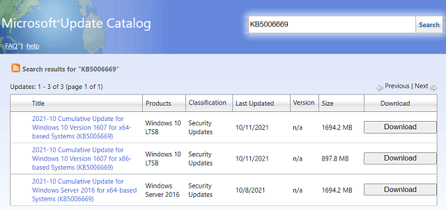 KB5006669 Actualice Windows 10 1607 a OS Build 14393.4704
