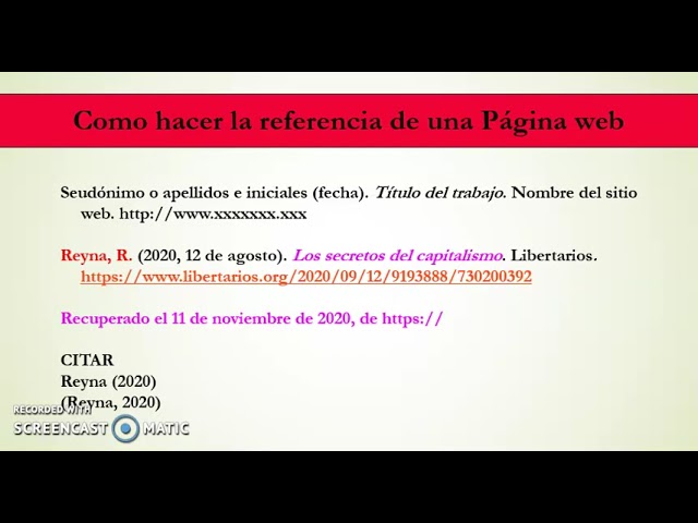 Cómo hacer una referencia bibliográfica en un sitio web